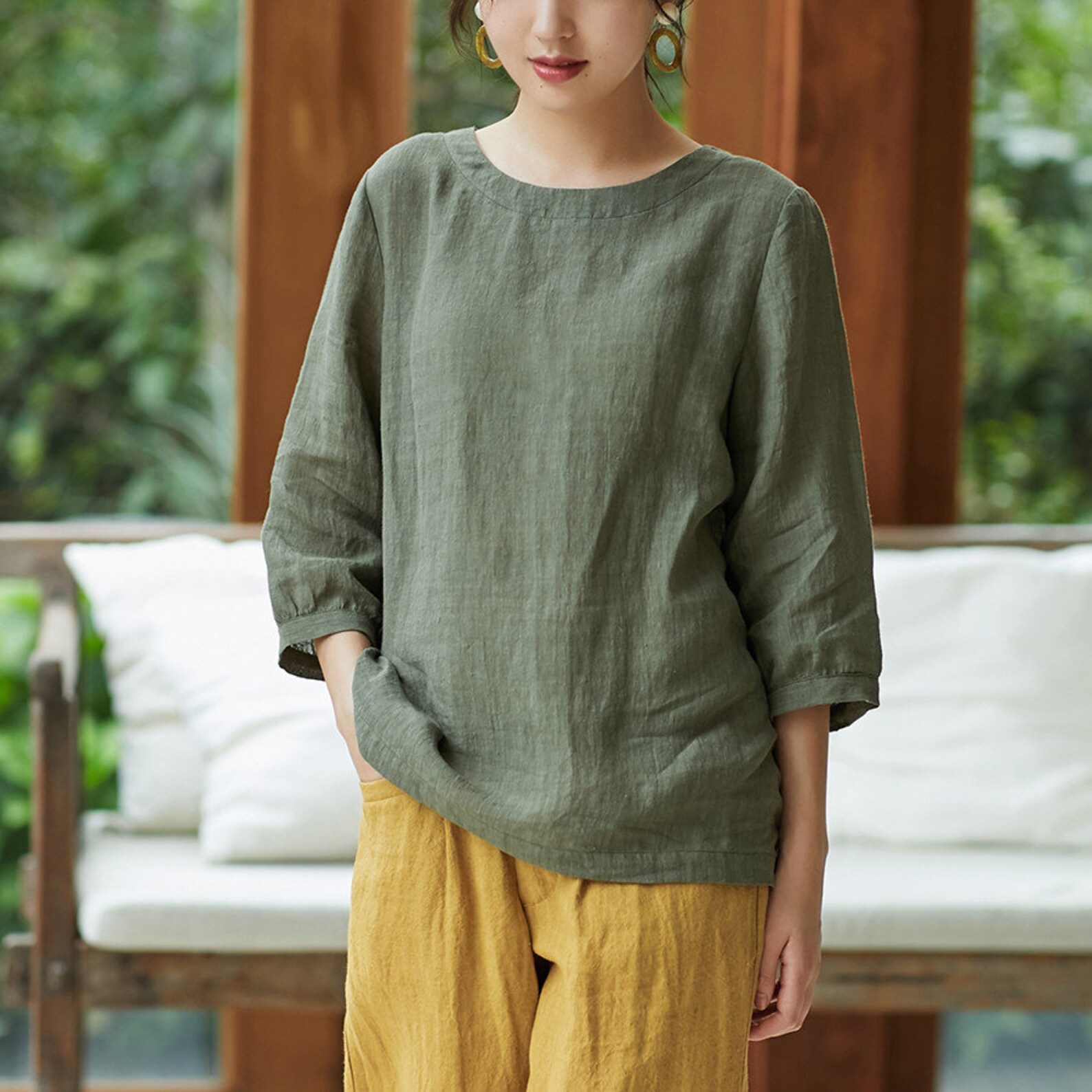 Women Tops Linen Top Long Sleeves Top Loose Casual Tops Linen | Etsy