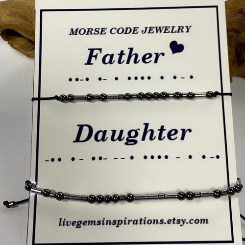 Father Daughter Bracelets Black Morse Code Bracelet Dad Gifts - Etsy