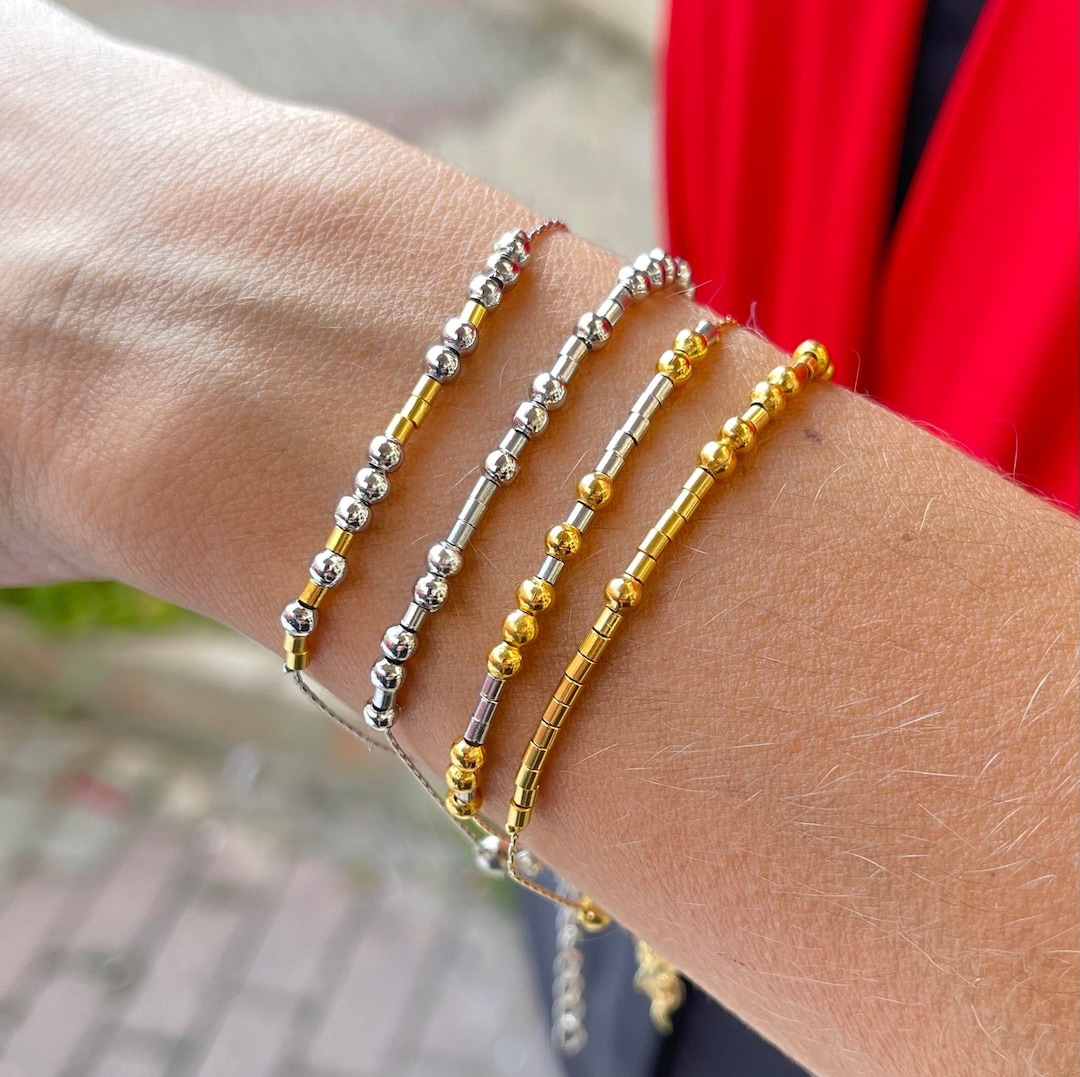 Custom Morse Code Bead Bracelet: Gold Filled Hidden Message Jewelry ...