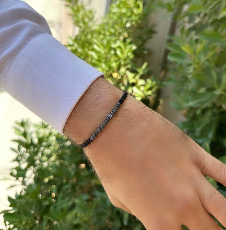 Morse Code Memorial Bracelet for Dad: Hematite Baby Loss Keepsake - Etsy