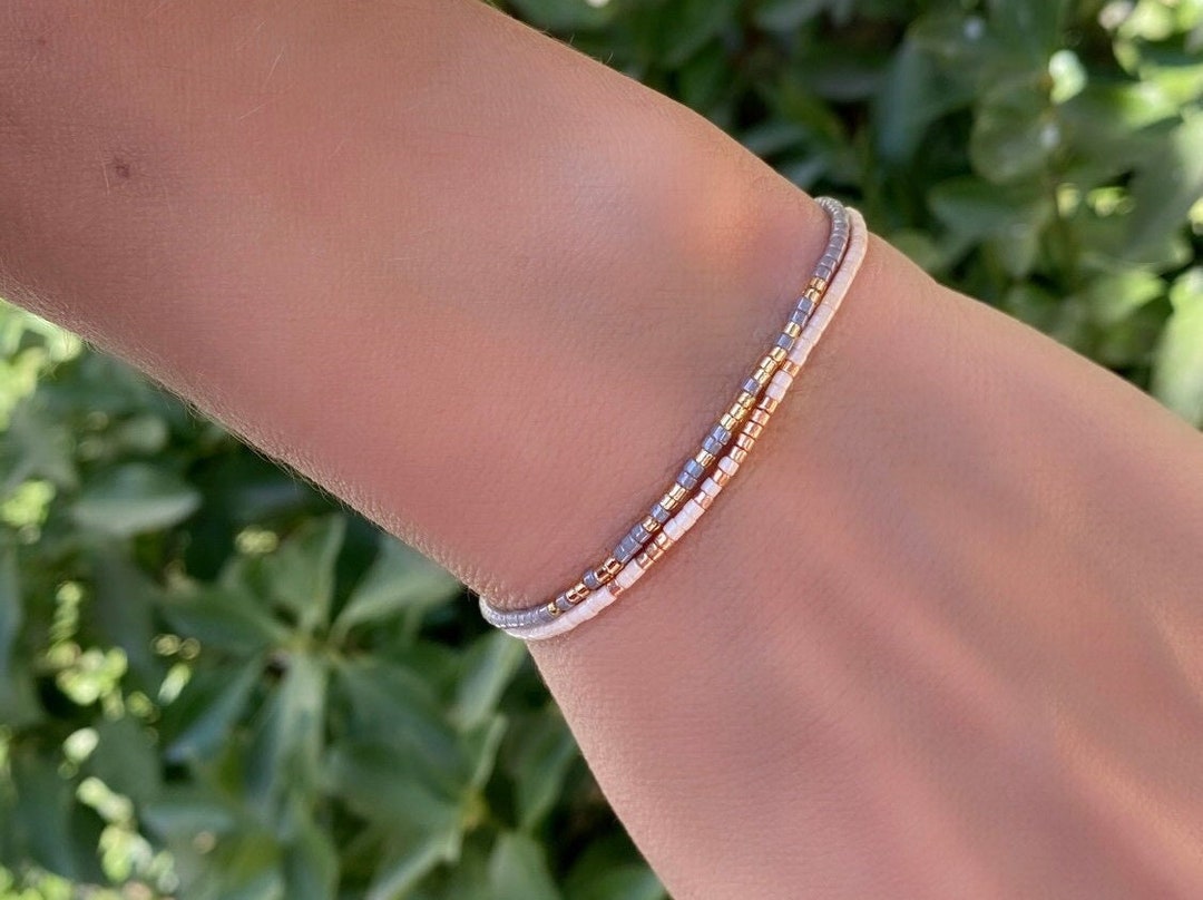 Dainty Beads Stackable Morse Code Bracelet for Women, Personalized ...