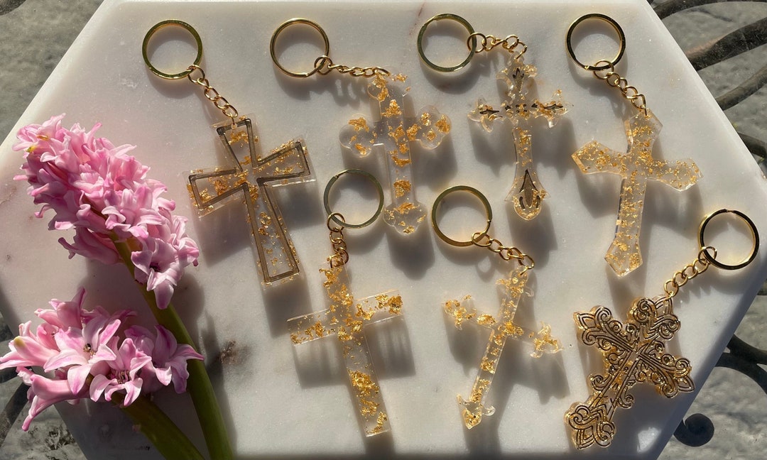 Resin Cross Keychain - Etsy