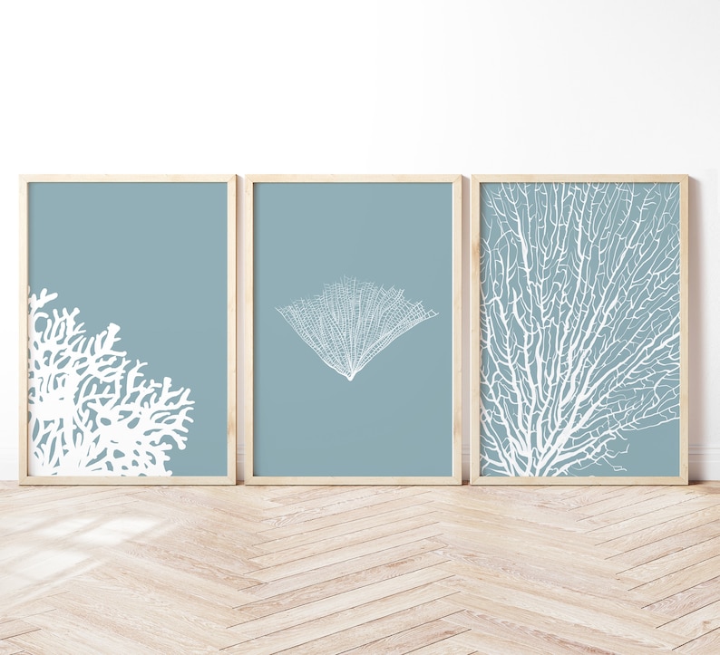 Coral Print, Gallery Wall Set of 3 Print, Coastal Style for Home Decor ...