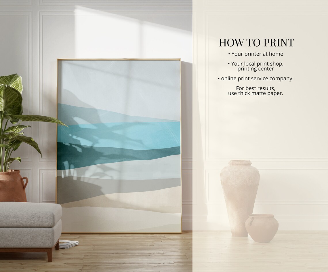Ocean Waves Print for Room Decor, Pool House Wall Art, Coastal Abstract ...