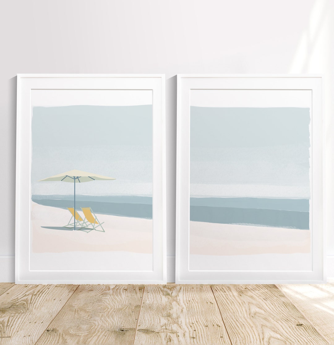 Beach Prints, Set of 2 Print, Coastal Abstract Print, Minimalist ...
