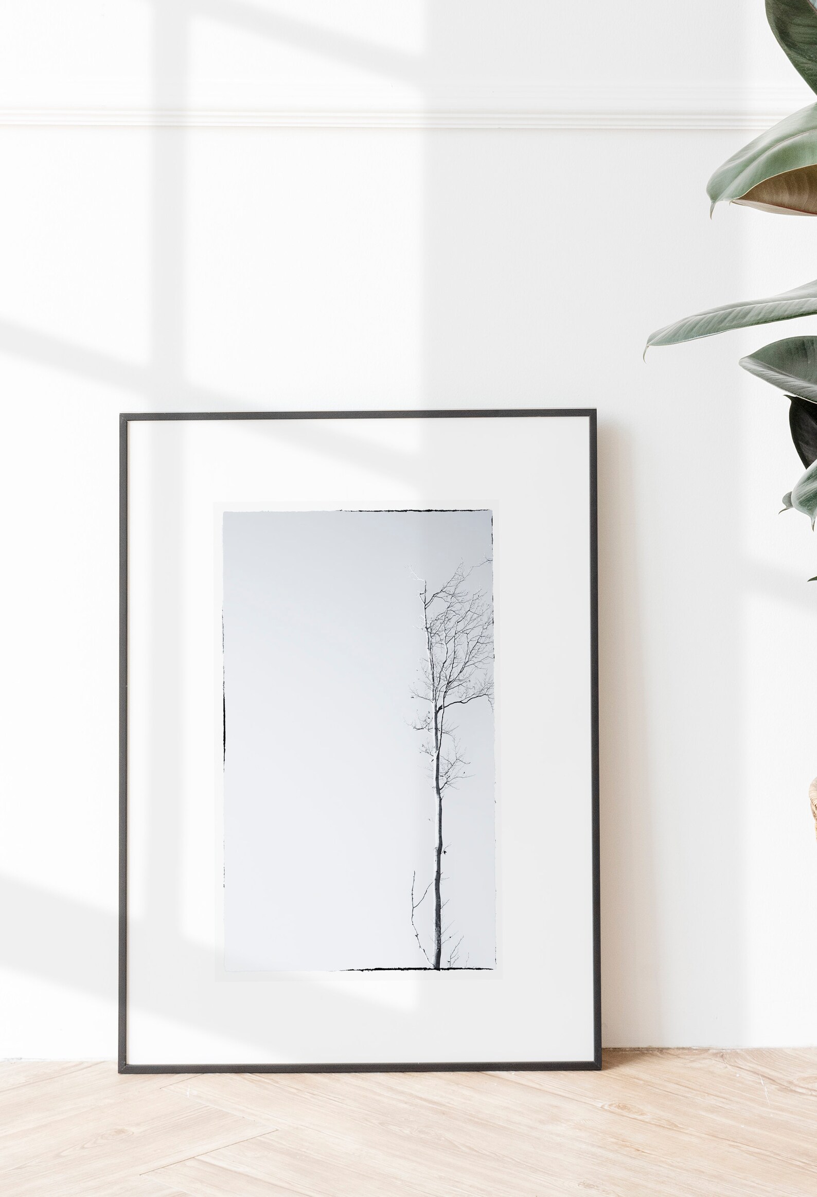 Black and White Tree Print, Minimal Winter Tree, Black White Home Decor ...