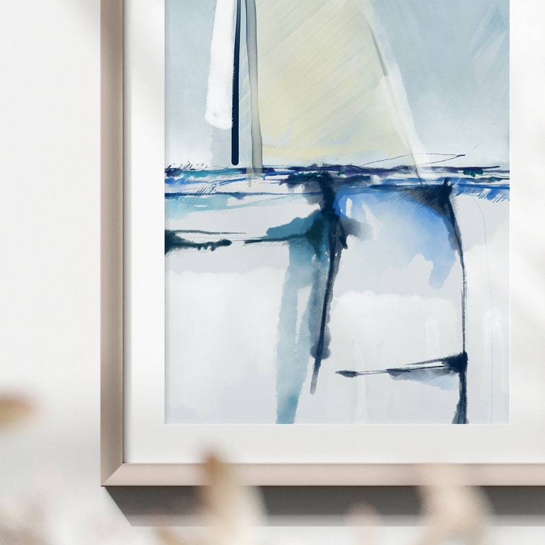Long Narrow Wall Art Print, Coastal Digital Abstract Art, Art Print ...
