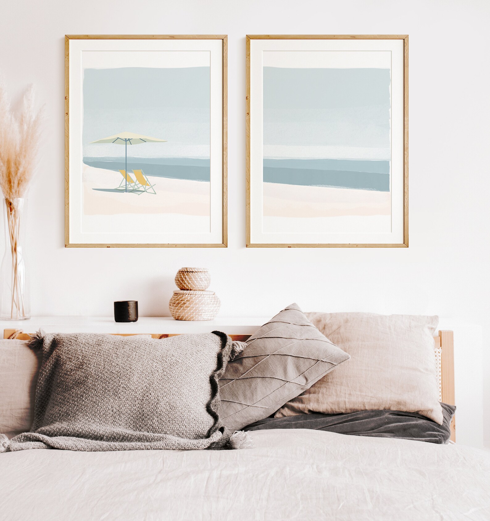 Beach Prints, Set of 2 Print, Coastal Abstract Print, Minimalist ...