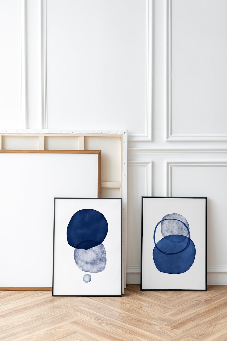 Watercolor Shapes for Beach House, Abstract Boho Wall Print, Organic ...