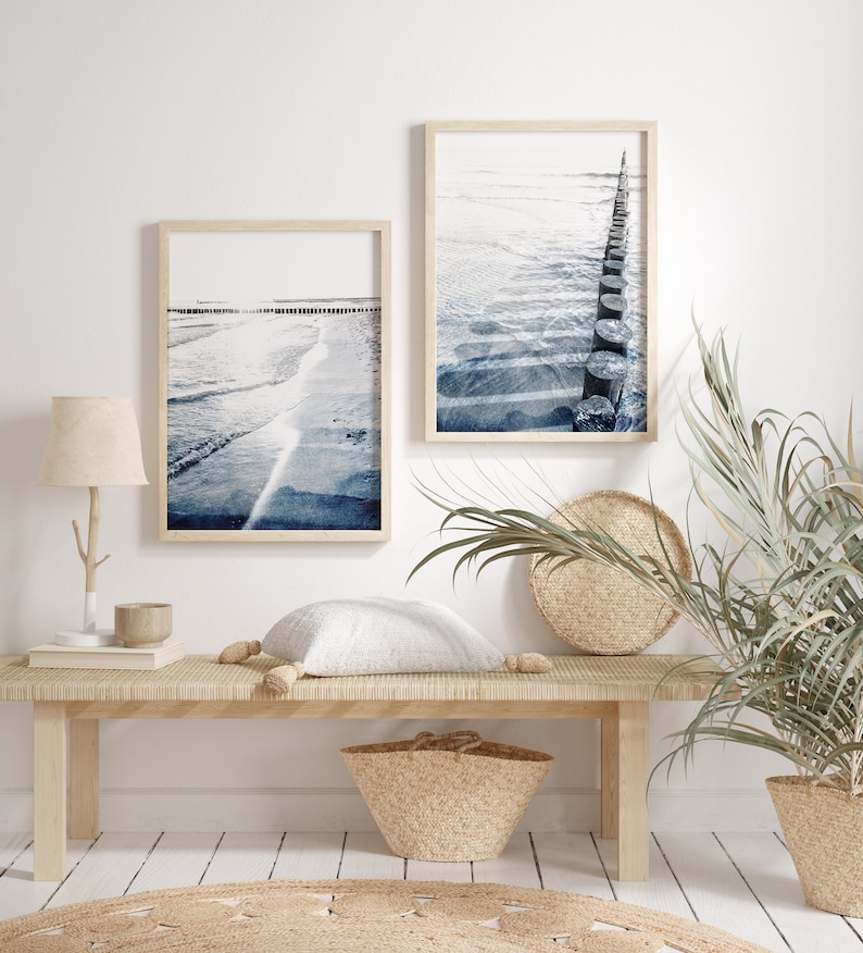 Beach Print Set of 2 Modern Coastal Art for Livingroom Decor - Etsy