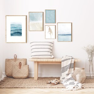 Coastal Beach Gallery Wall, Set of 5 Prints, Boho Printable, Watercolor ...