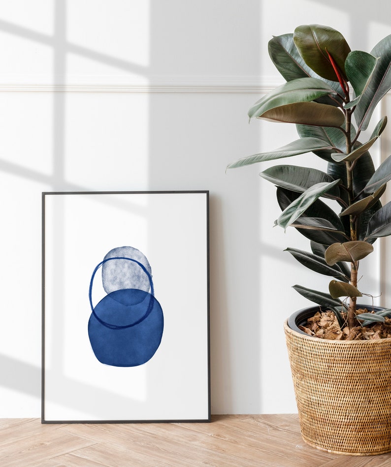 Watercolor Shapes for Beach House, Abstract Boho Wall Print, Organic ...