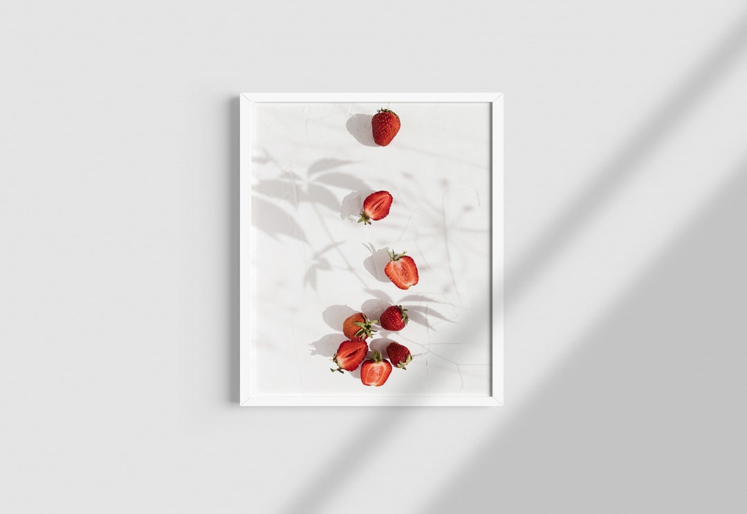 Minimalist Kitchen Wall Art, Strawberry Print, Fruit Lover Gift, Fruit ...