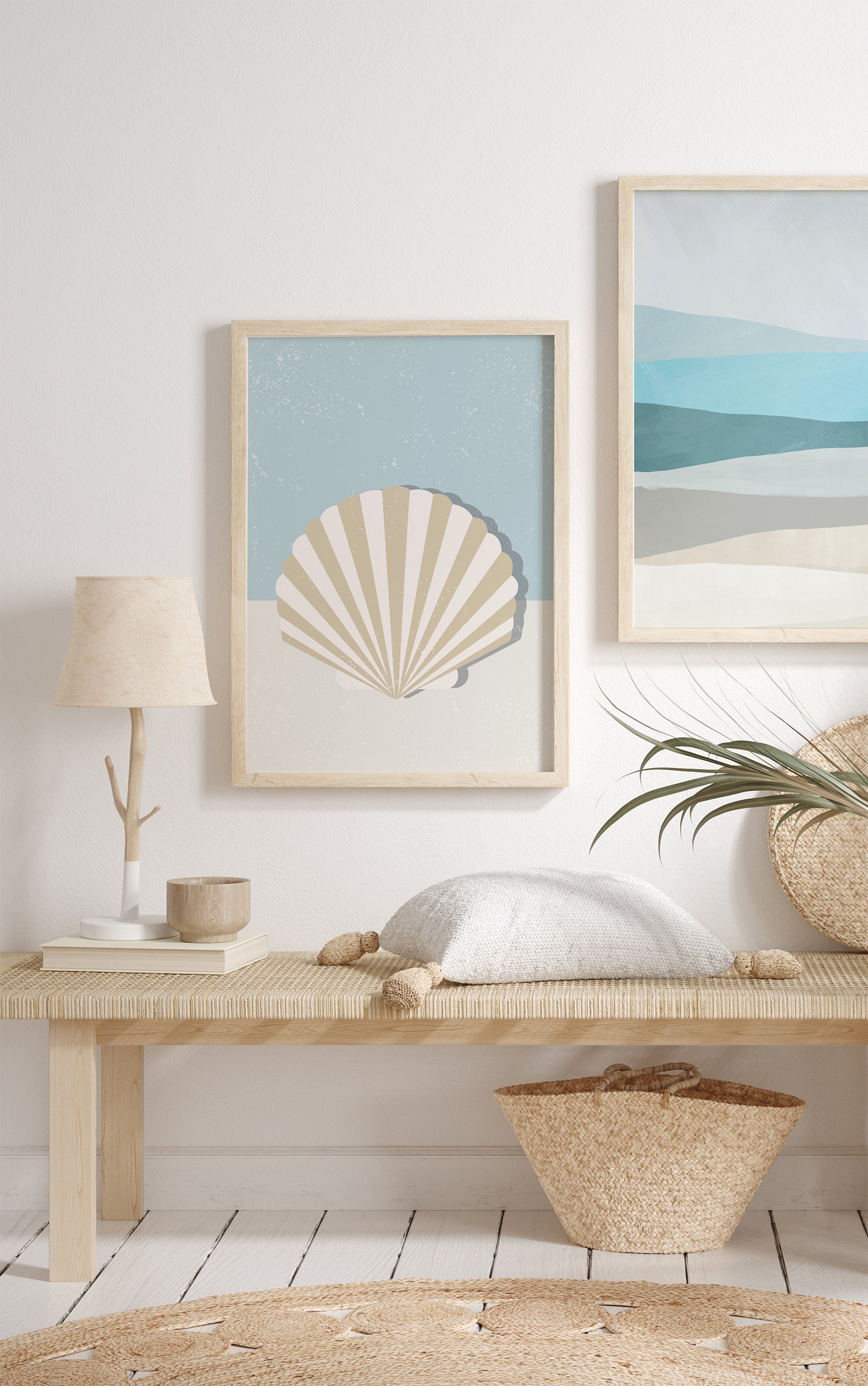 Coastal Shell Print, Retro Wall Decor, Vintage Design, Coastal Cottage ...