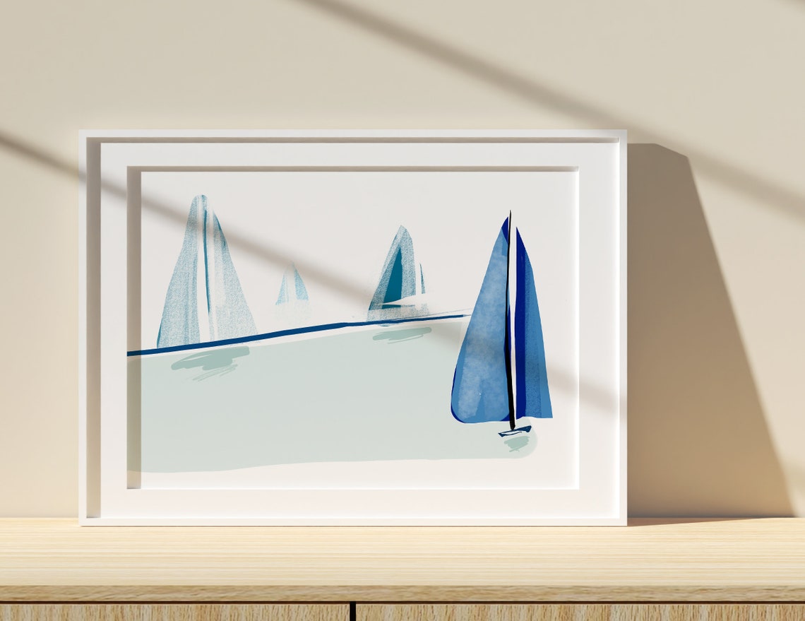 Sailboat Print Sailing Poster Sea Wall Art Regatta - Etsy