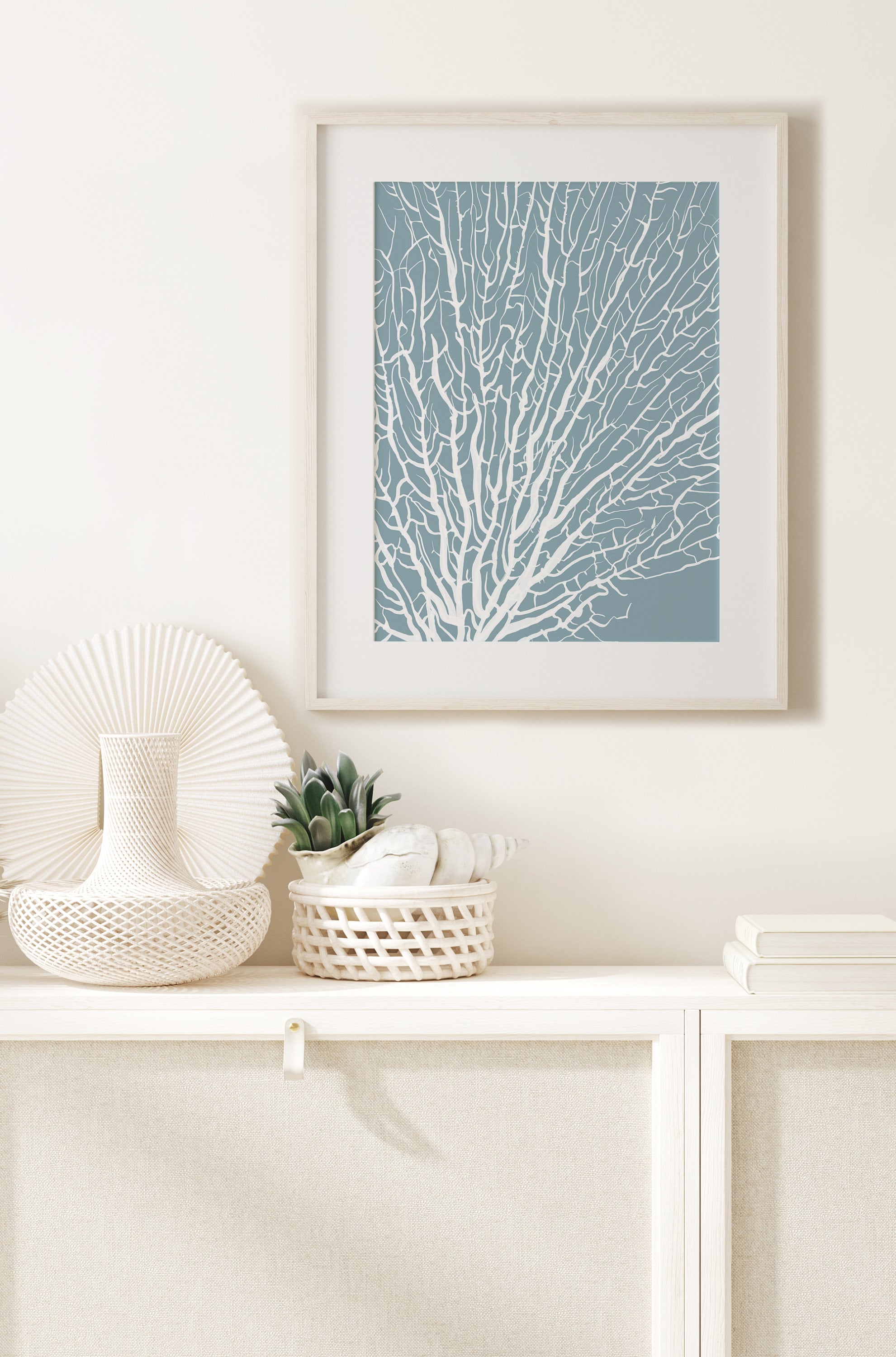 Coral Print Coral Wall Art Blue Coastal Wall Decor Beach | Etsy