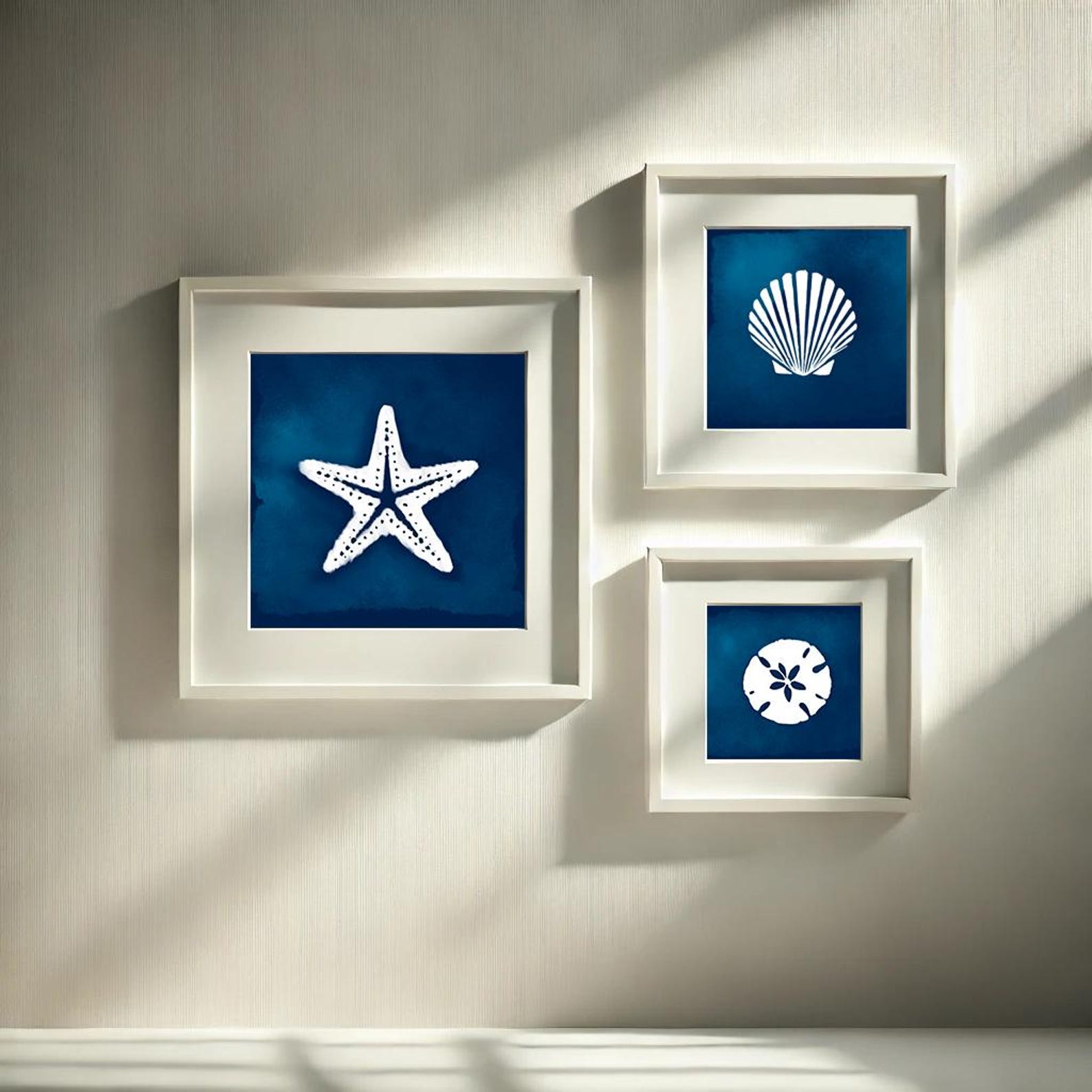 Coastal Wall Art Set of 3 Prints - Navy Blue Wall Art for Beachy Room ...