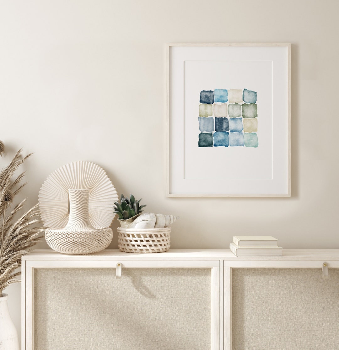 Abstract Coastal Wall Art, Minimalist Beach Art, Watercolor Printable ...