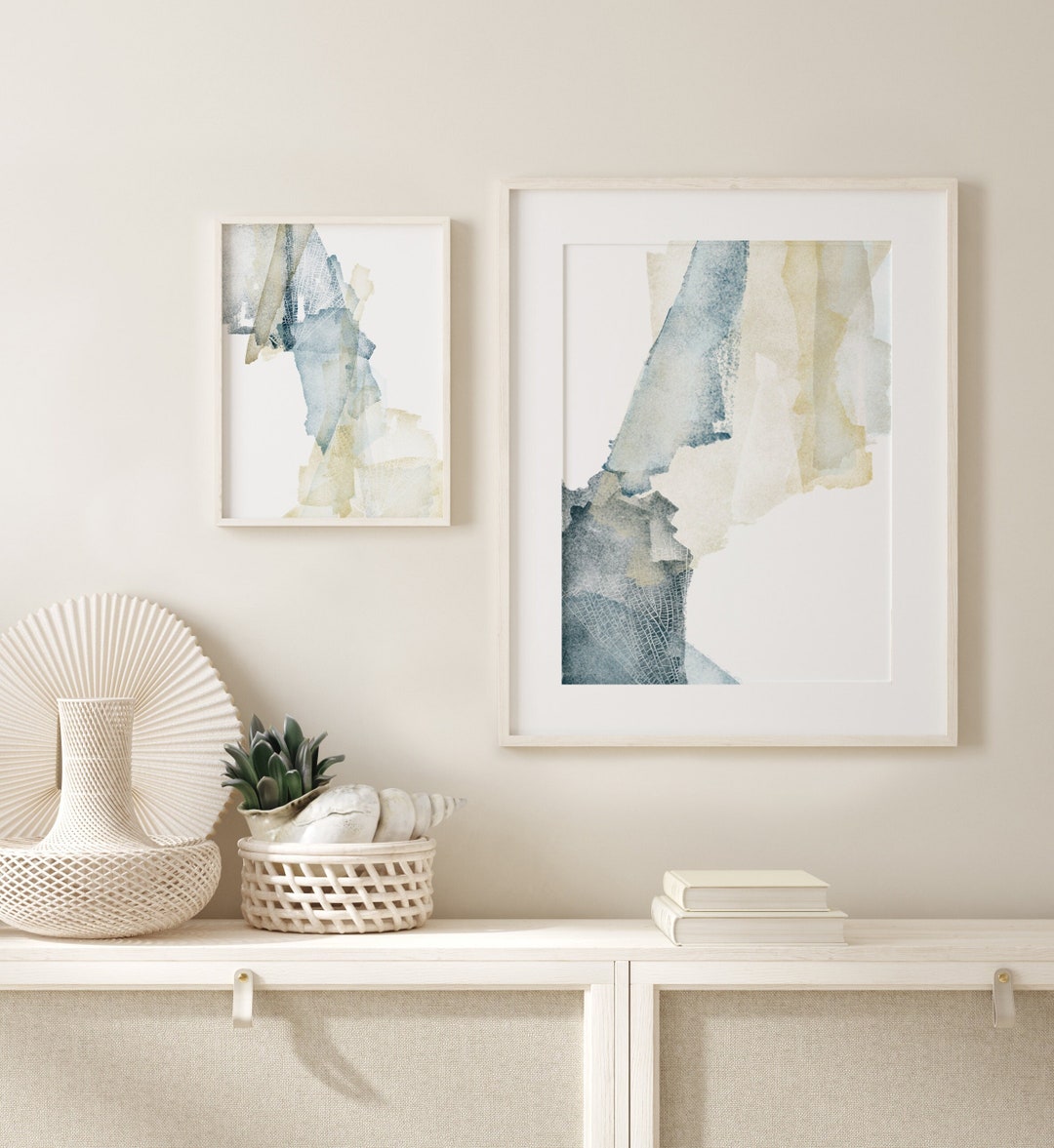 Coastal Watercolor Set of 2 Prints, Abstract Beach Wall Art, Modern ...