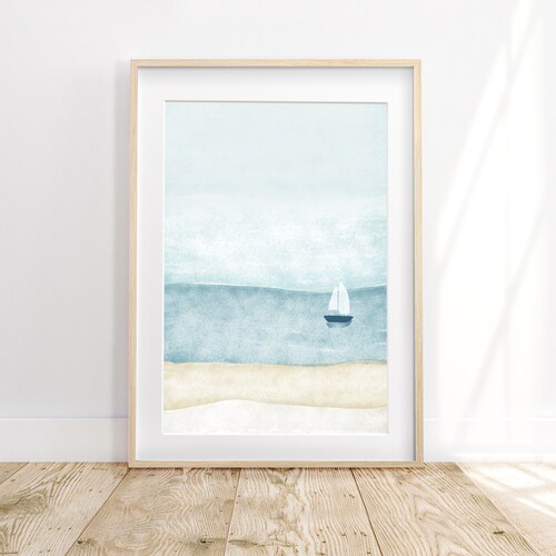 Coastal Abstract Wall Art Minimalist Beach Painting - Etsy