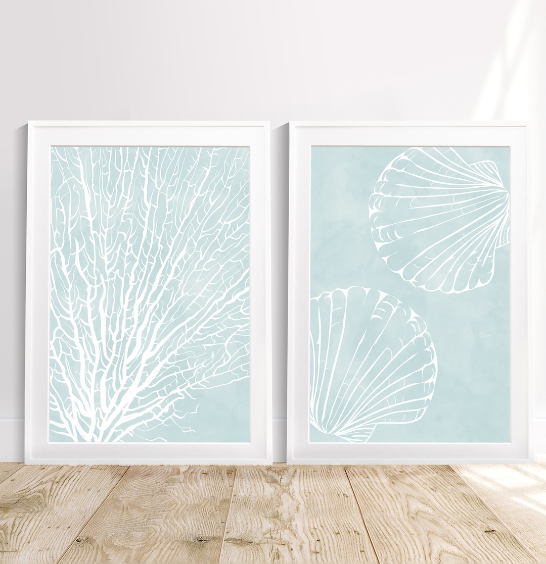 2 Pieces Wall Decor, Coastal Home Decor, Boho Beach Gallery, Coral ...