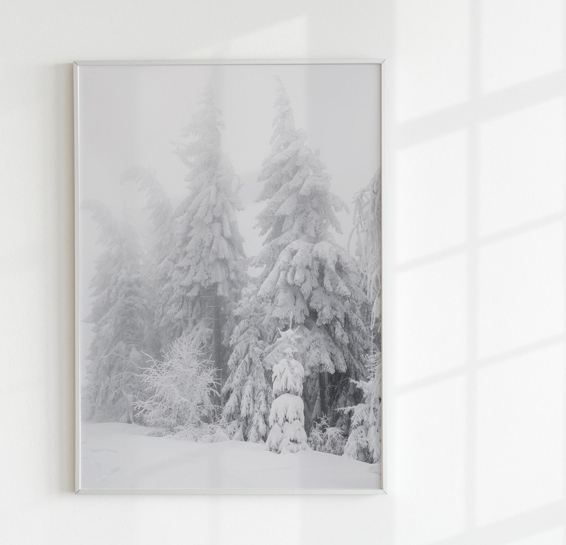 White Winter Trees Printable, White Christmas Print, Winter Scene Print ...