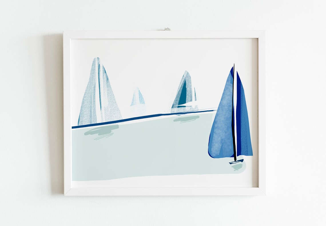 Sailboat Print Sailing Poster Sea Wall Art Regatta - Etsy