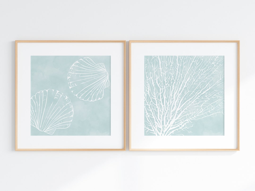 2 Pieces Wall Decor, Coastal Home Decor, Boho Beach Gallery, Coral ...