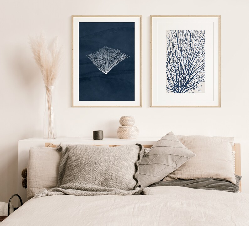 Coastal Prints Set of 2 Coral Print New Hampton Style Wall - Etsy