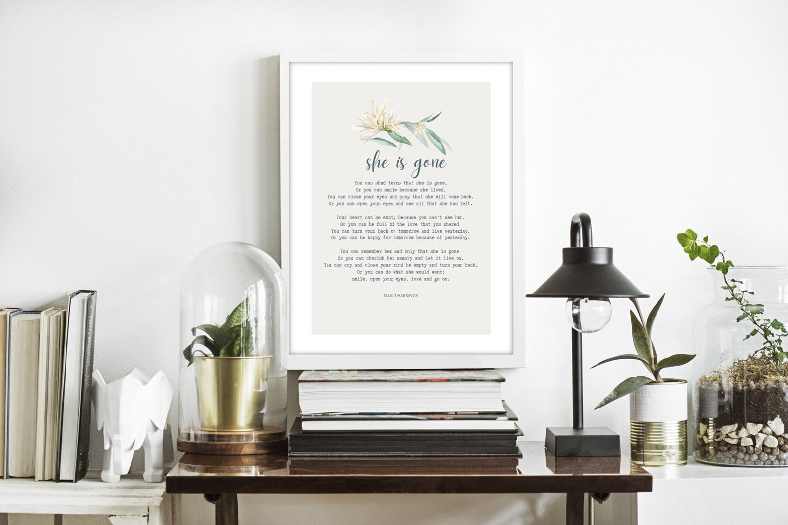 Remembrance Gift and Sympathy Quote From She is Gone by David Harkings ...