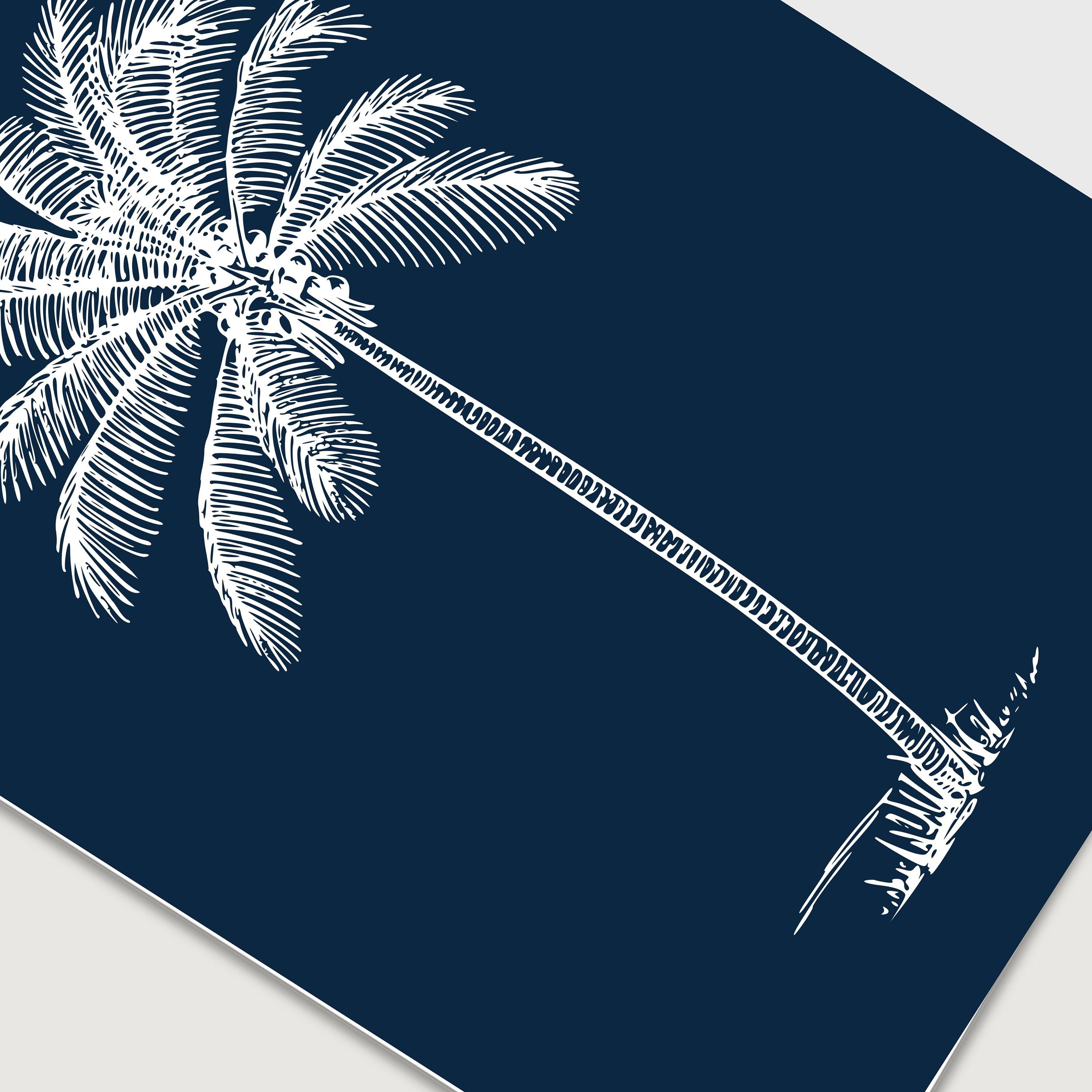 Palm Tree Silhouettes Against Blueprint Background Make a - Etsy