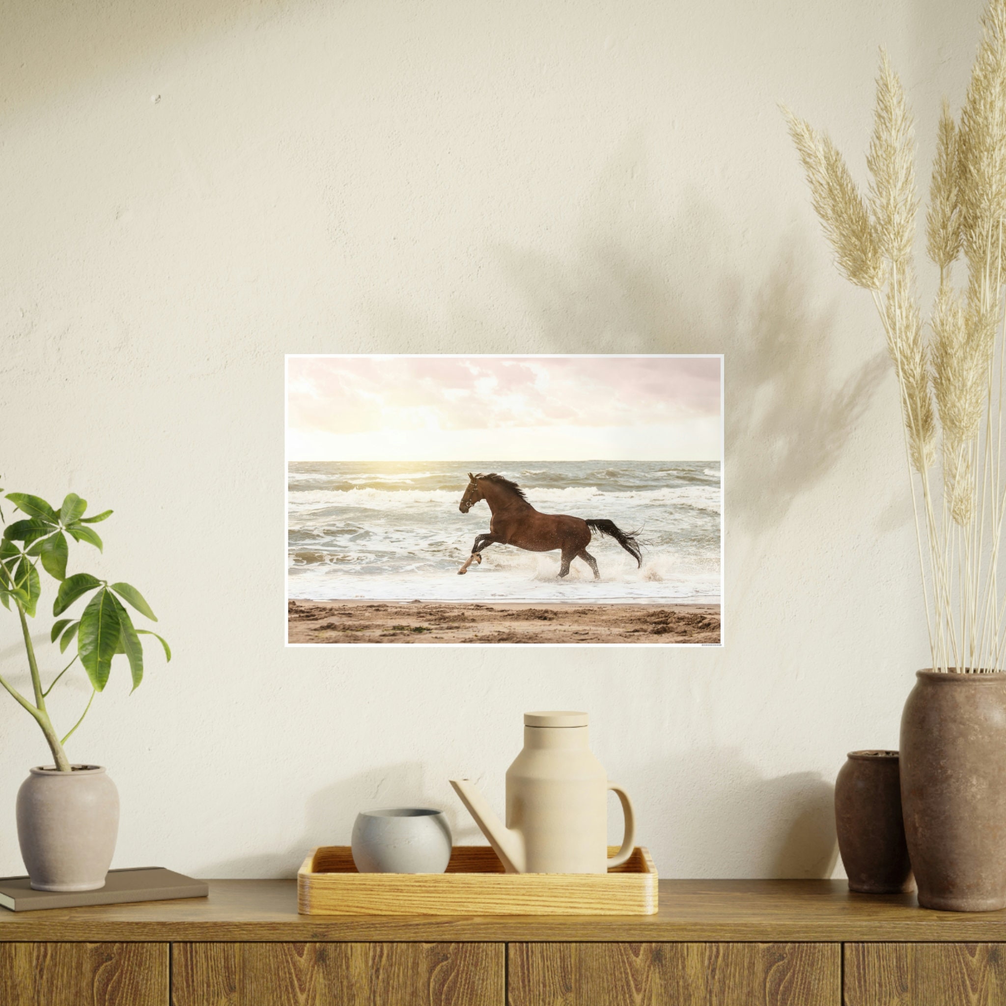 Horse on Beach Art Photography Poster Gift. Brown Horse and Beach ...