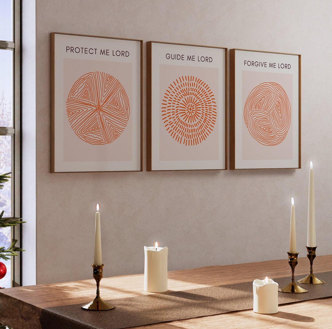 Modern Christian Wall Art Guide Me Lord Set 3 Bible Verse, Trendy Pink ...