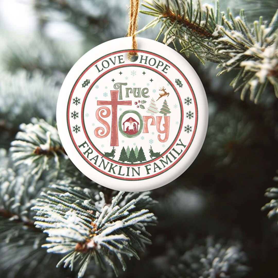 Christian Personalised Keepsake Christmas Tree Ornament Gift, Modern ...