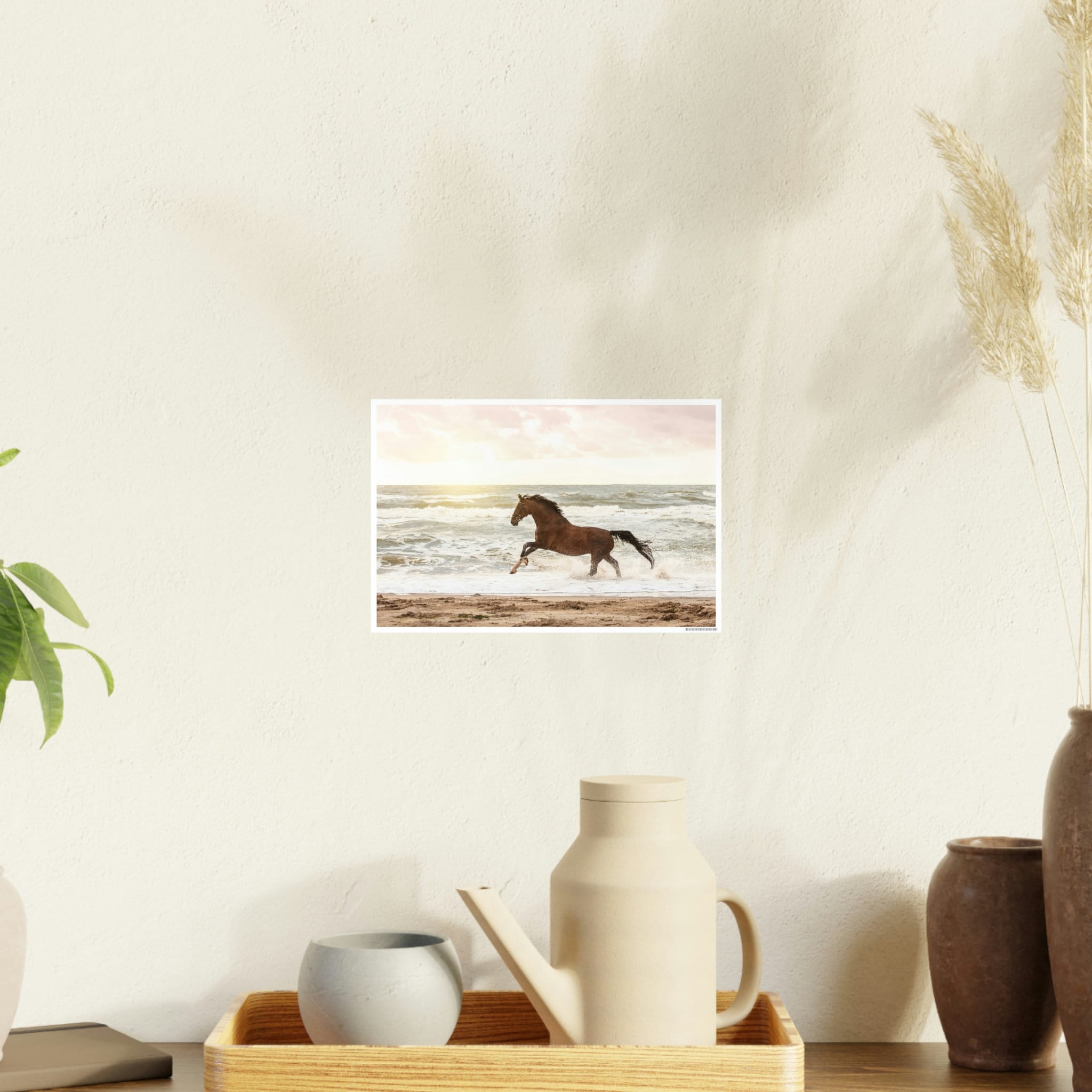 Horse on Beach Art Photography Poster Gift. Brown Horse and Beach ...