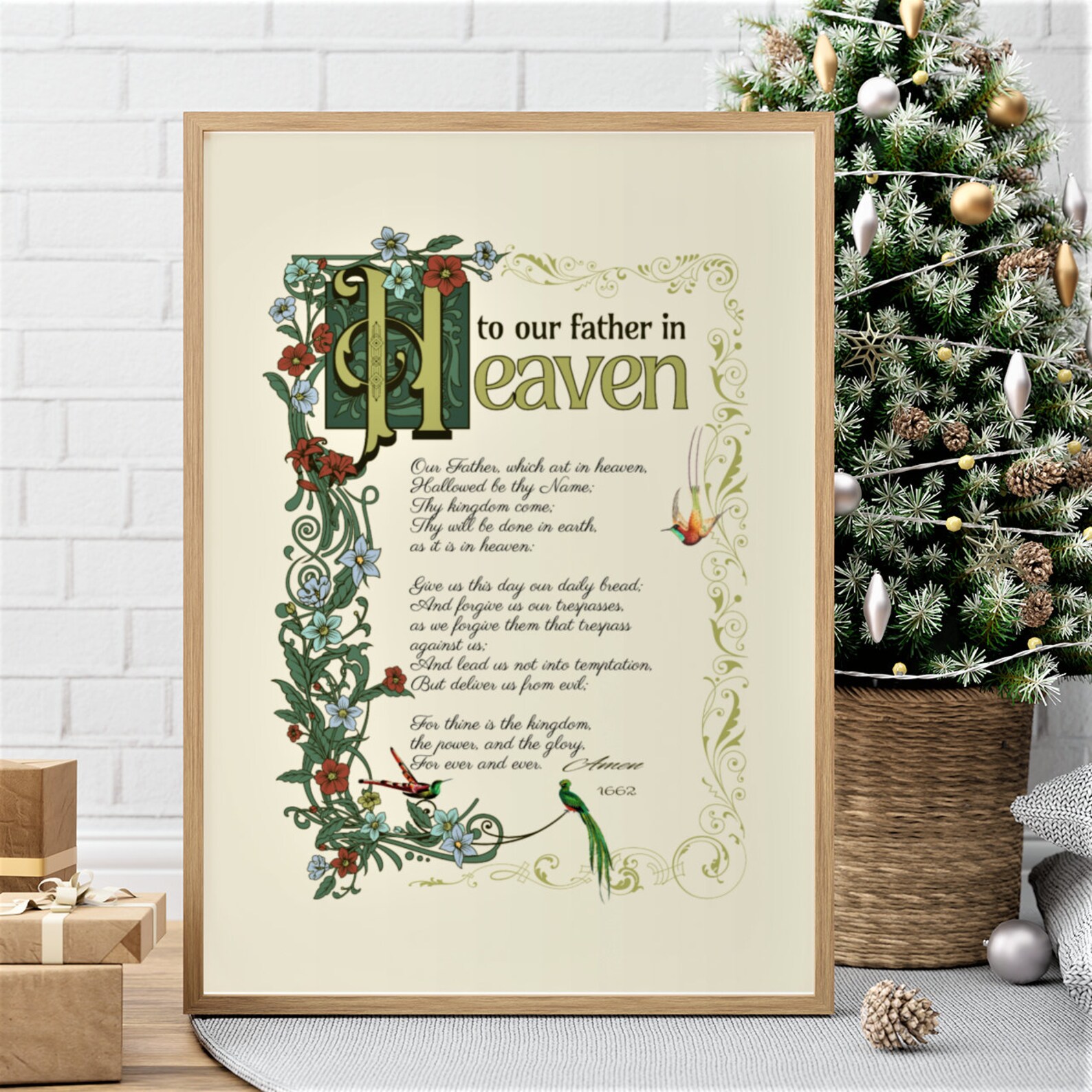 Our Father Matthew 6:9-13. the Lords Prayer Calligraphy Art Poster ...