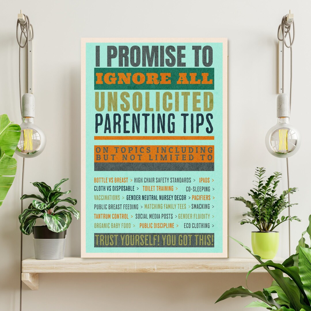 Funny Parenting Tips Canvas Wall Art. New Moms and Parents Joke Advice ...