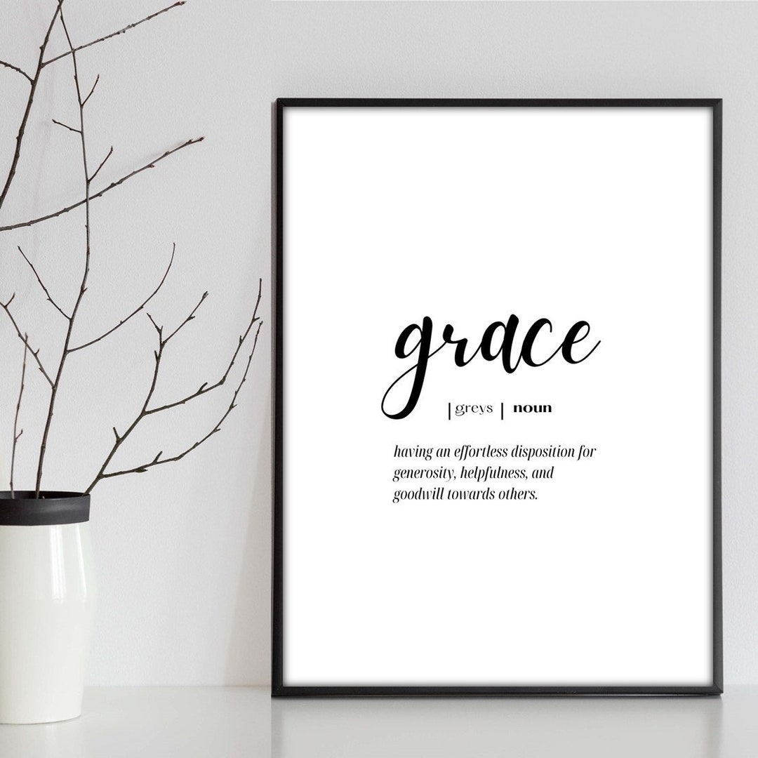 GRACE DEFINITION Wall Art, Grace Meaning, Printable Art, Download ...