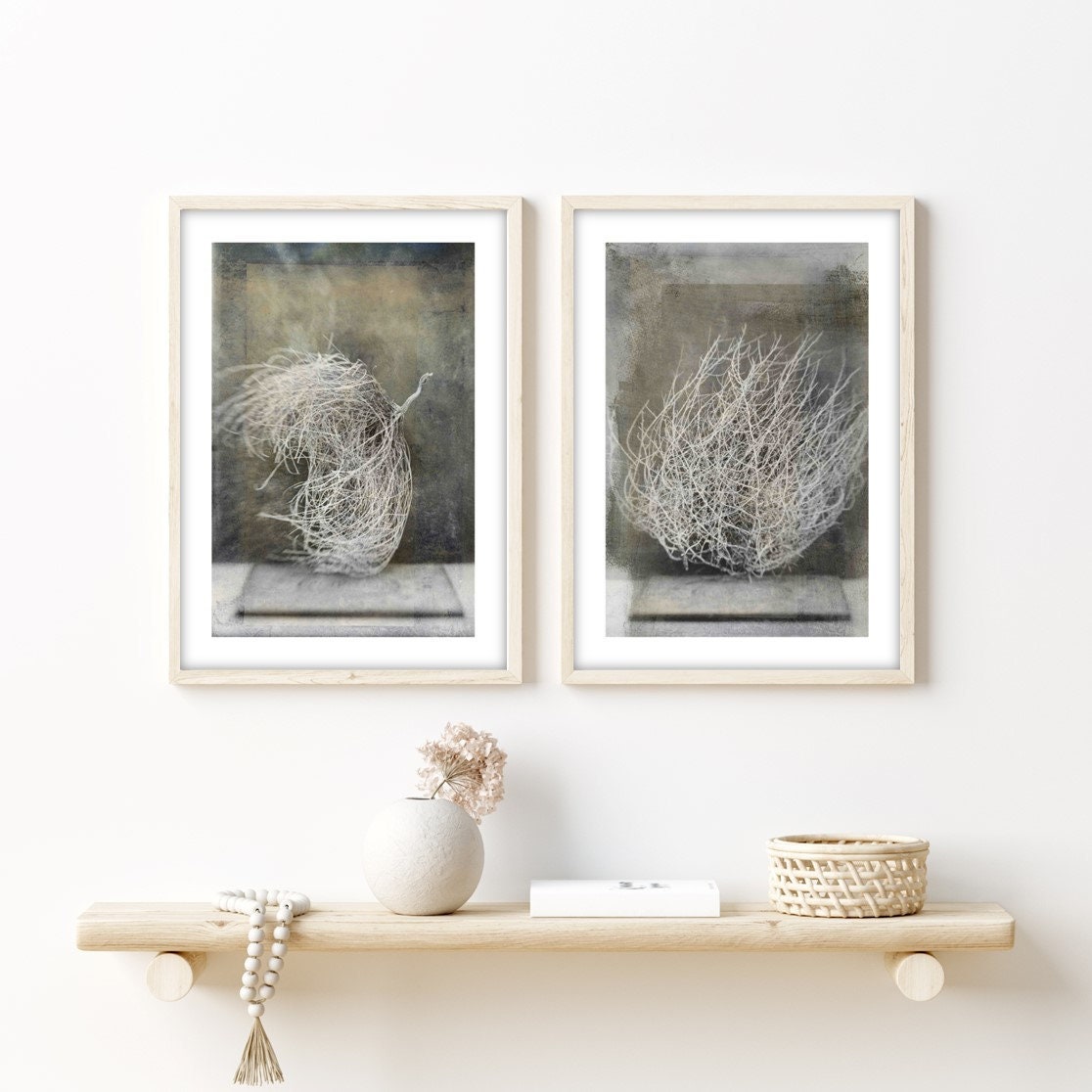 Western Boho Desert Tumbleweed Set Two Wall Decor, Japanese Ikebana ...