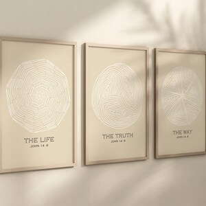 Modern Christian Wall Art Set 3 Bible Verse, Neutral Prints Instant ...