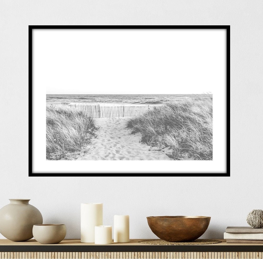 Black White Beach Wall Decor Gift, Australian Ocean Coastal Landscape ...