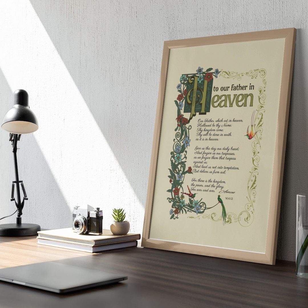 Our Father Matthew 6:9-13. the Lords Prayer Calligraphy Art Poster ...