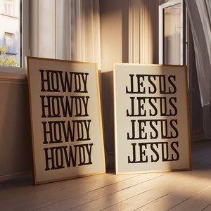 Howdy Jesus Western Christian Wall Décor Typography Art Print, Cowboy ...