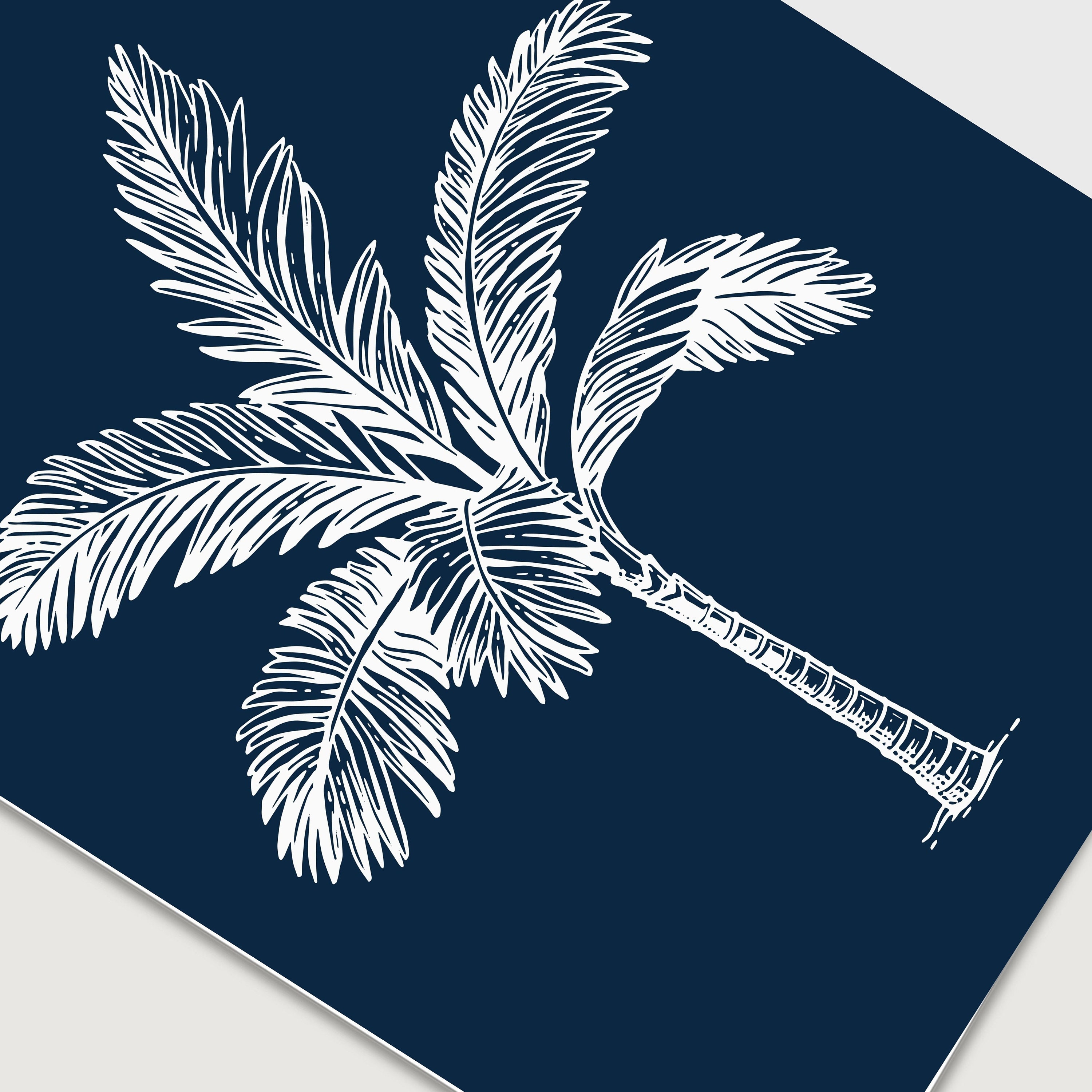 Palm Tree Silhouettes Against Blueprint Background Make a Striking Set ...