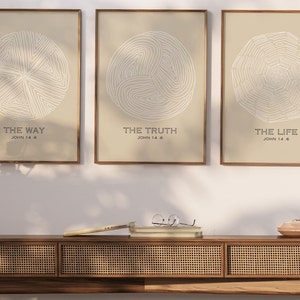 Modern Christian Wall Art Set 3 Bible Verse, Neutral Prints Instant ...