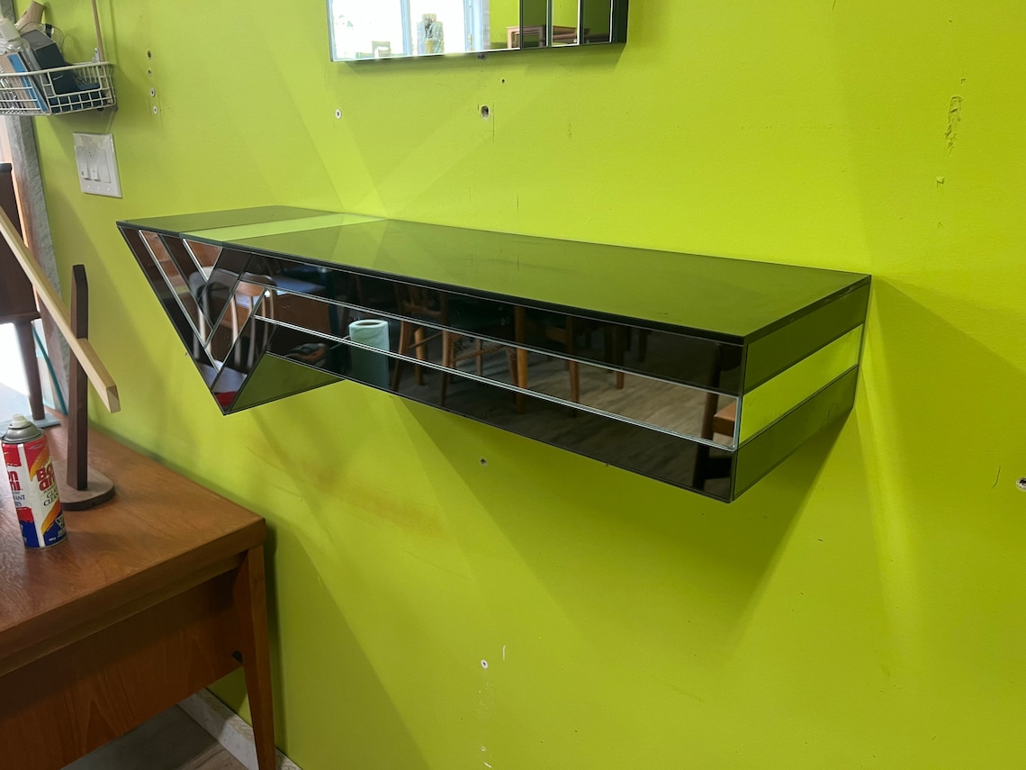 Vintage 80s Art Deco Revival Mirrored Entryway Mirror and Shelf Free ...