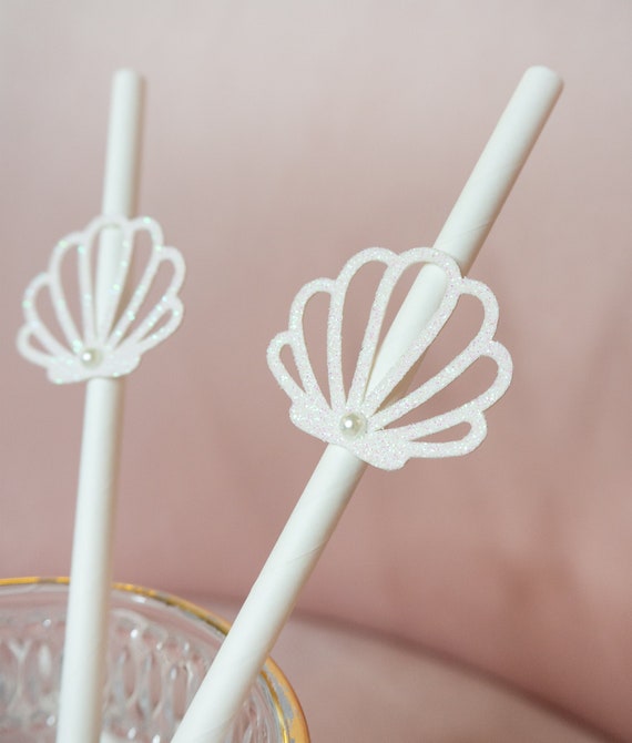 Glitter Mermaid Shell Party Straws Paper Party Straws Under - Etsy ...
