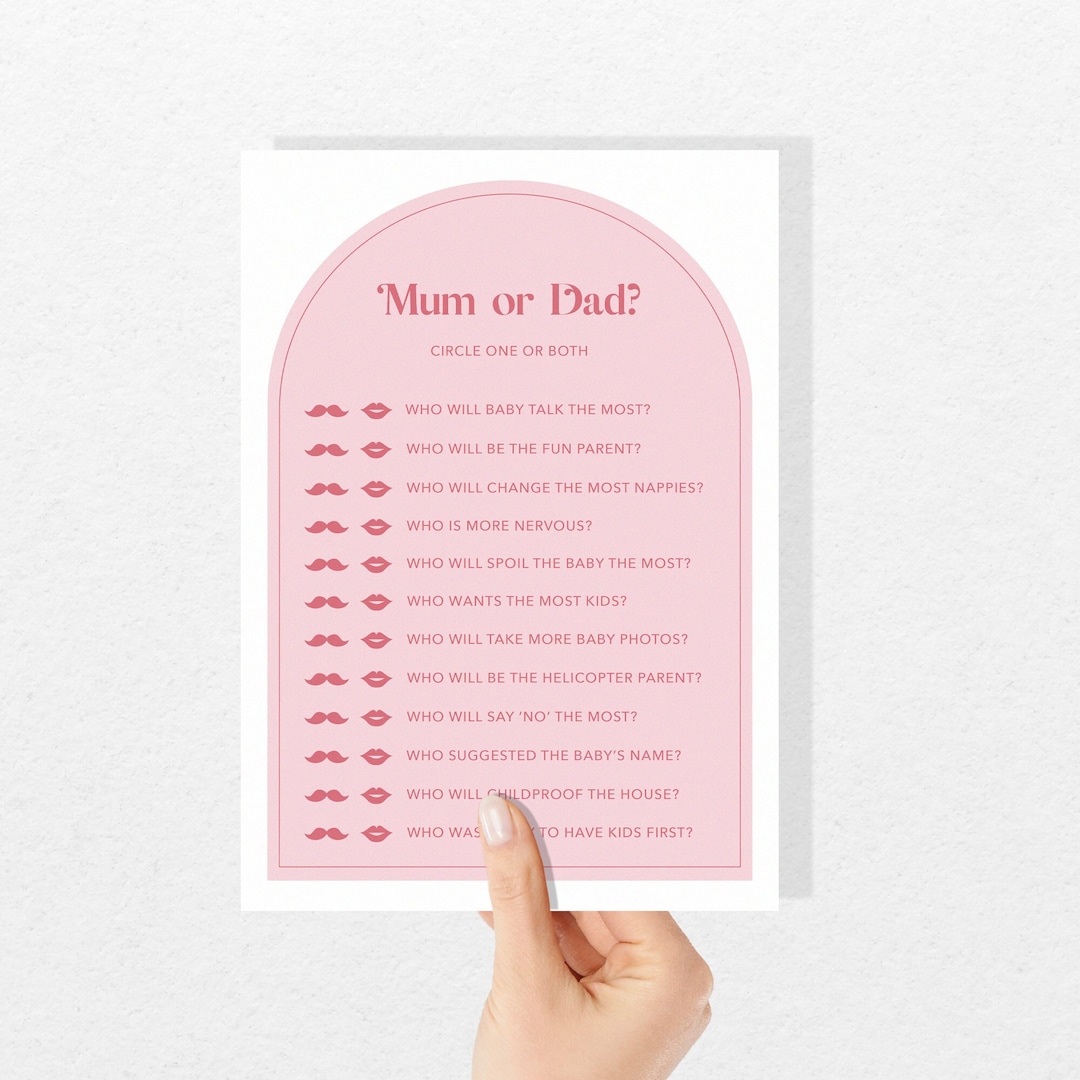 Mum or Dad Baby Shower Games Baby Shower Activities - Etsy