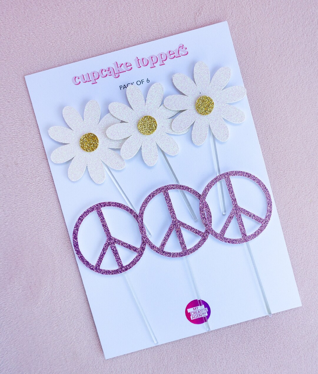 Hippie Cupcake Toppers Kids Birthday Cake, Daisy, Peace Sign, 70's ...