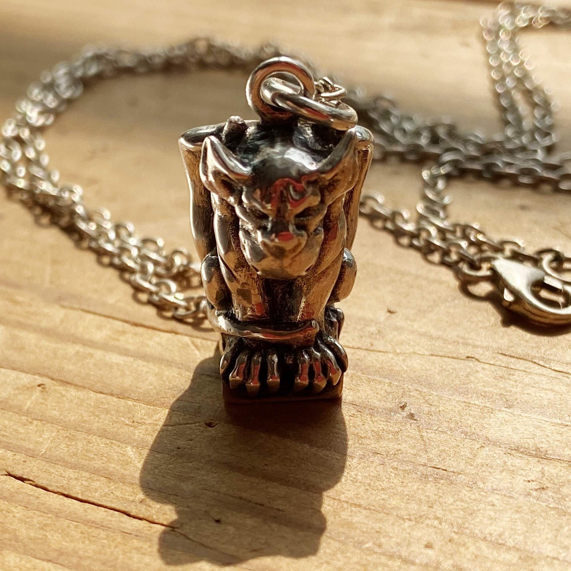 Sterling Silver Gargoyle Necklacegargoyle Jewelrygothic - Etsy